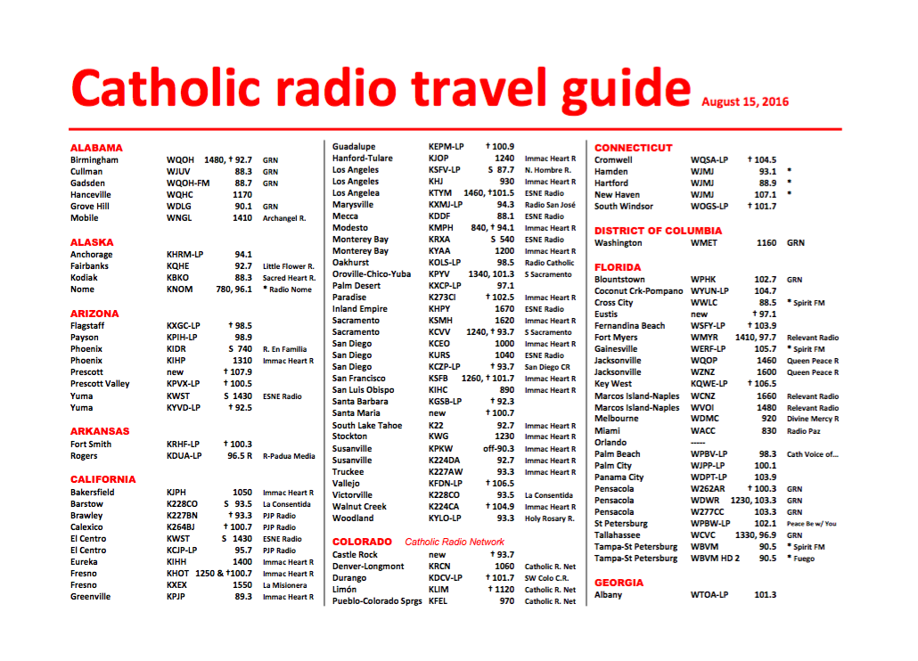 Is Catholic radio in your area? - St Michael Catholic Radio